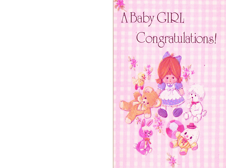 Printable Congratulations Pink Baby Cards