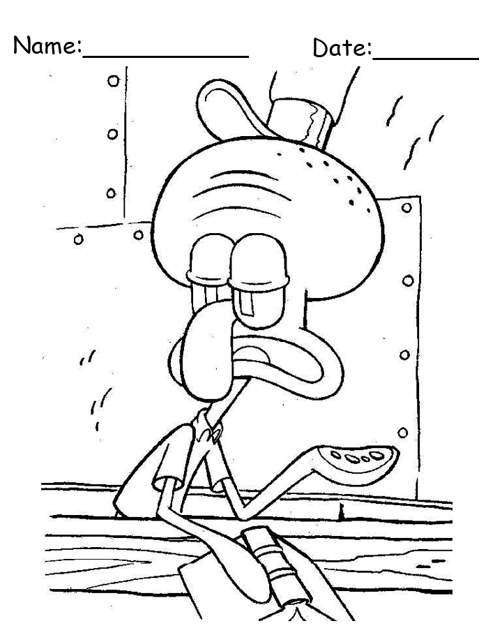 Squidward SpongeBob Printable Coloring Pages