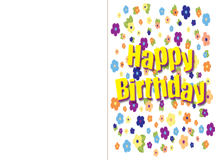 Printable Flowers Happy Birthday Cards
