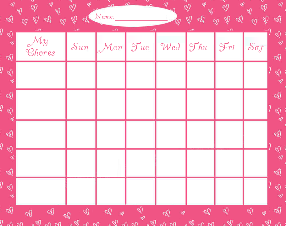 Pink Chore Chart