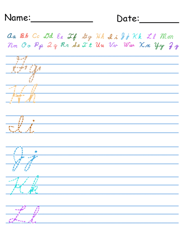 Printable Trace A Letter Cursive Worksheets