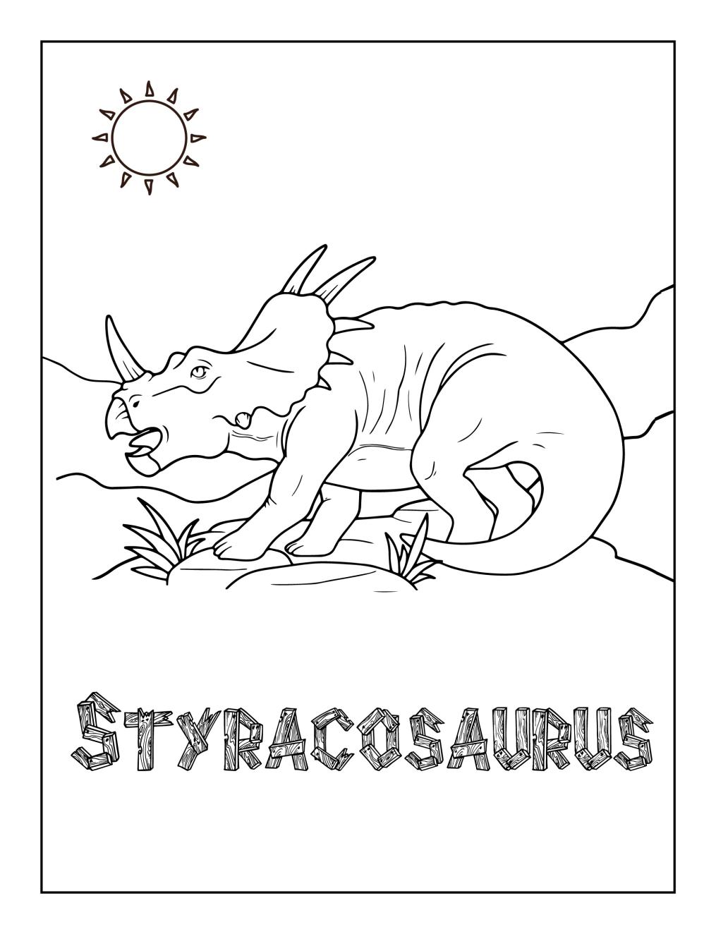Printable Dinosaur Coloring Page Styracosaurus