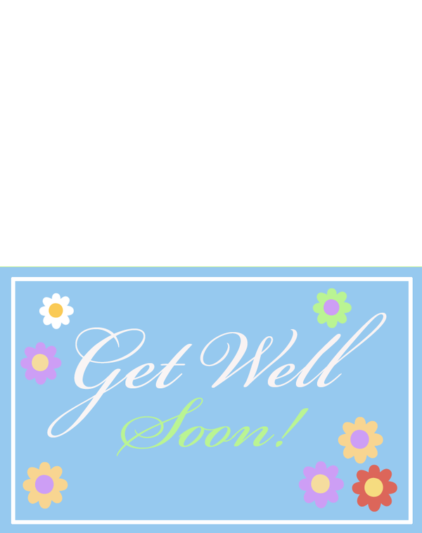 Printable Blue Floral Get Well Soon Cards