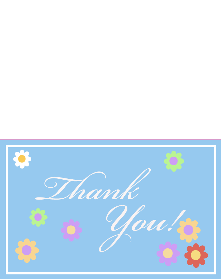 Printable Blue Floral Thank You Cards