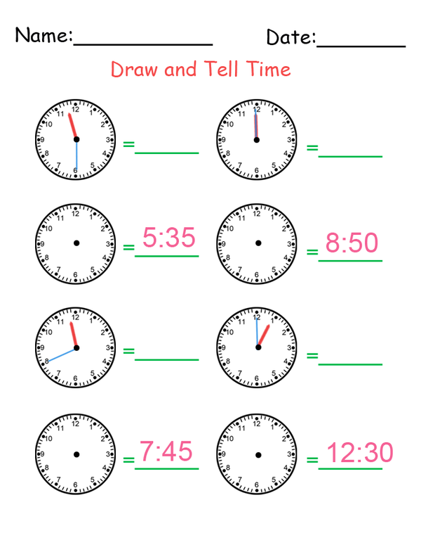 Printable Tell Time Worksheets
