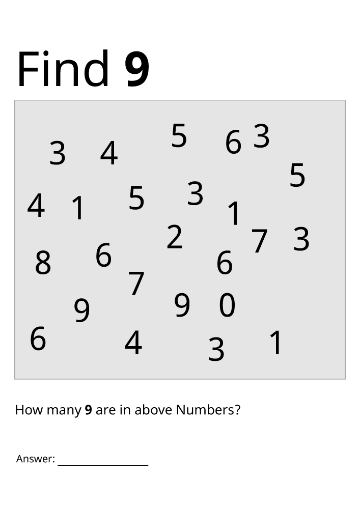 Printable Visual Scanning Worksheet Find 0