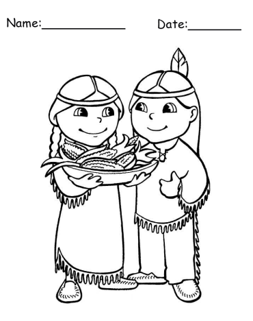 pilgrim and indians coloring pages